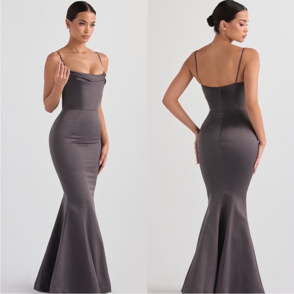 House of CB | Dresses | House Of Cb Violette Shadow Grey Satin Fishtail ...